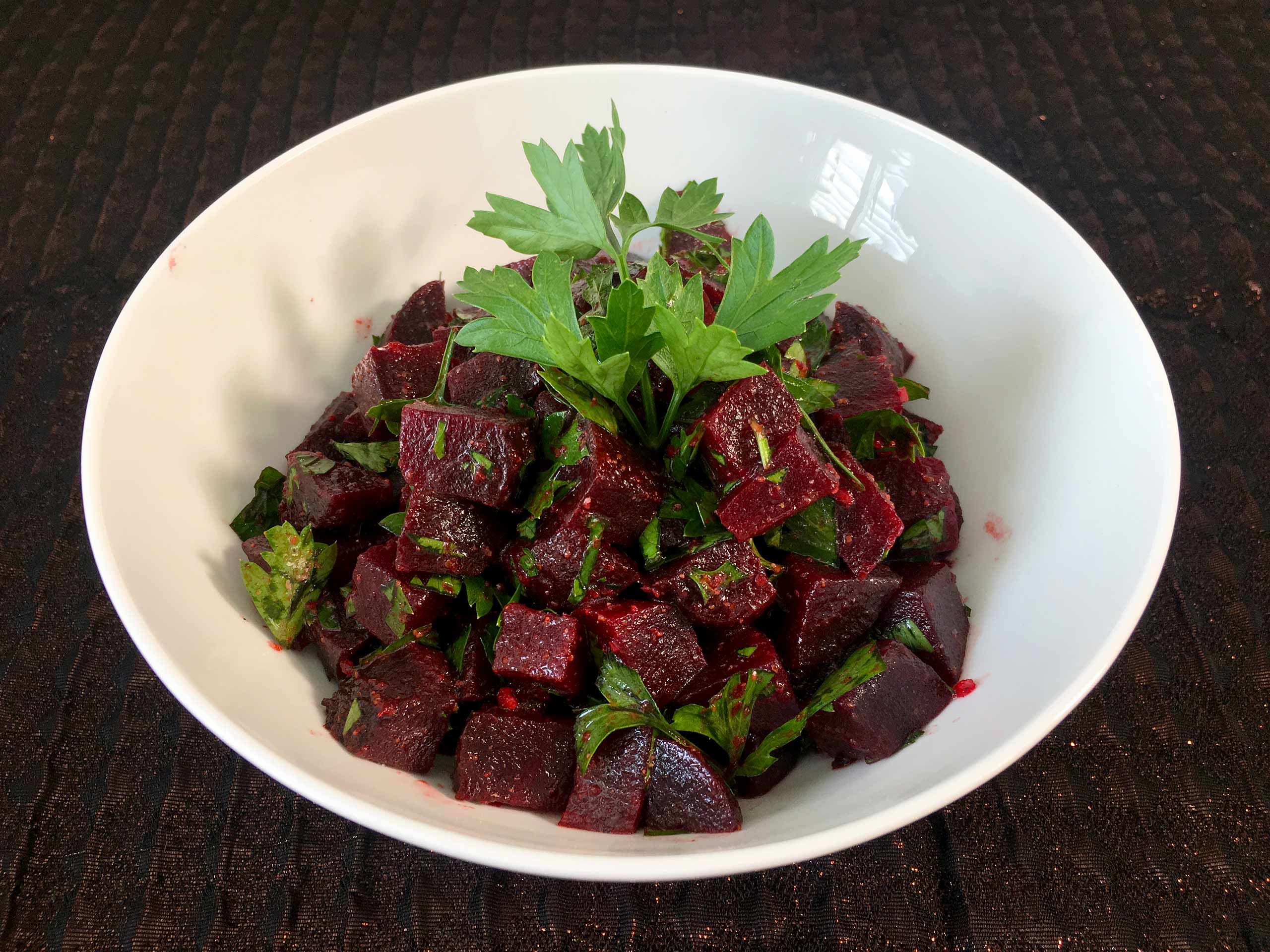 Amazing cooked red beet salad - A mixture of tastes sweet and sour with ...